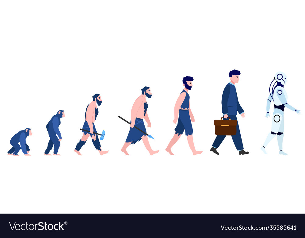 Cartoon human evolution isolated flat Royalty Free Vector