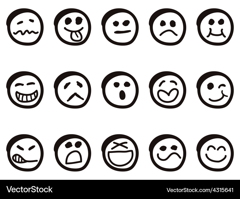 Collection of Doodle Smiley Faces Royalty Free Vector Image