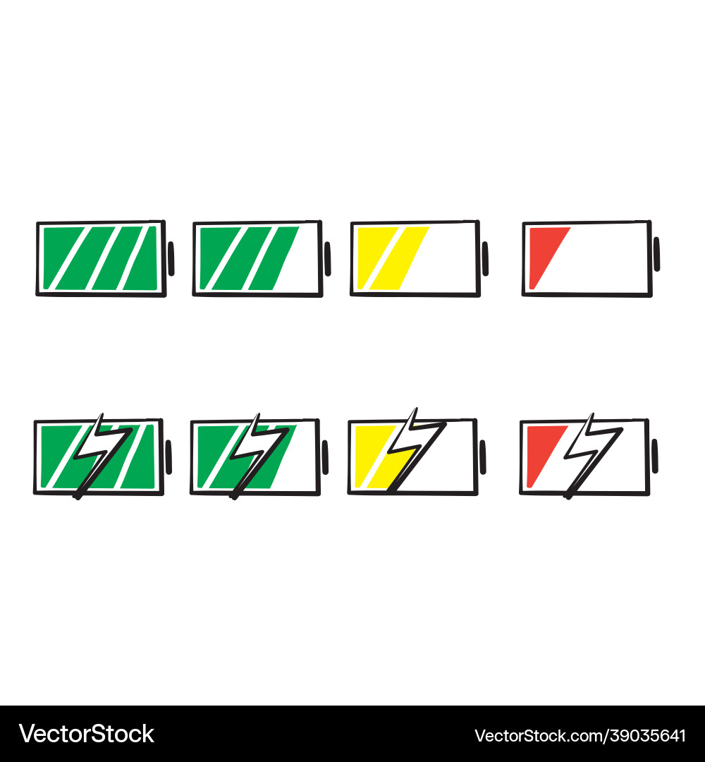 Hand drawn doodle battery power level recharging Vector Image