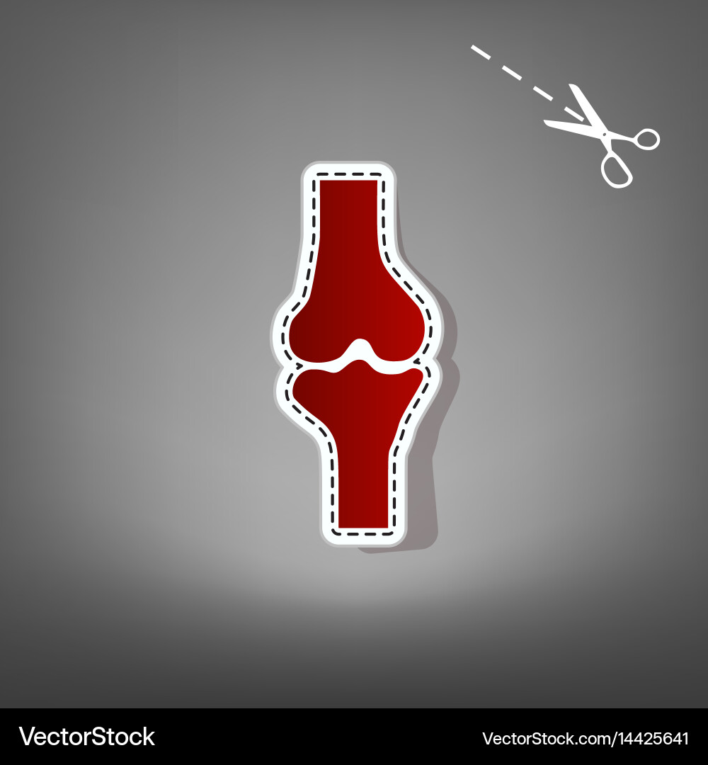 Knee joint sign red icon with for Royalty Free Vector Image