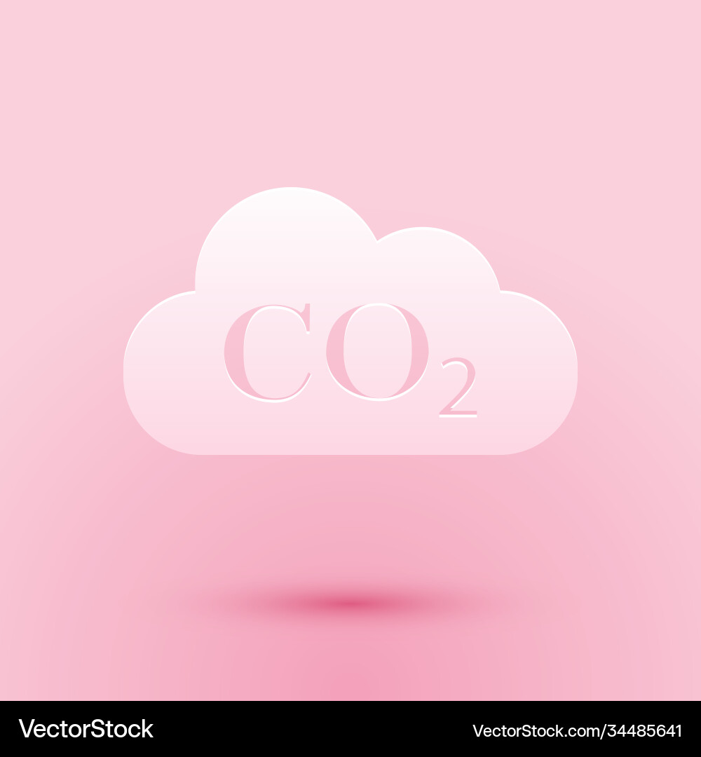 Paper cut co2 emissions in cloud icon isolated Vector Image