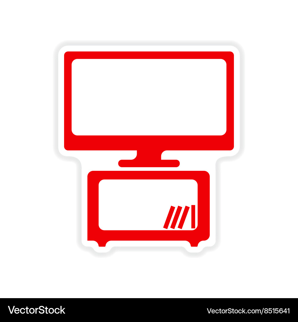 Paper sticker on white background plasma tv Vector Image