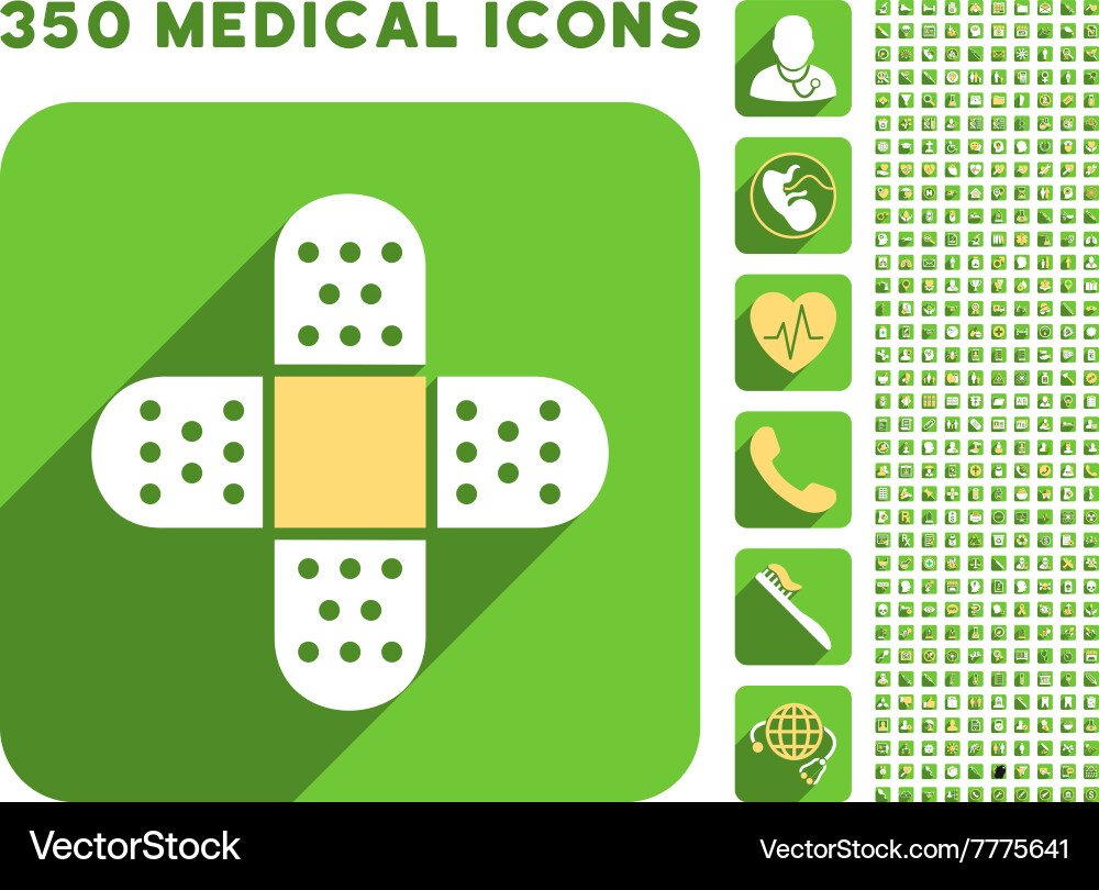 Plaster cross icon and medical longshadow set Vector Image