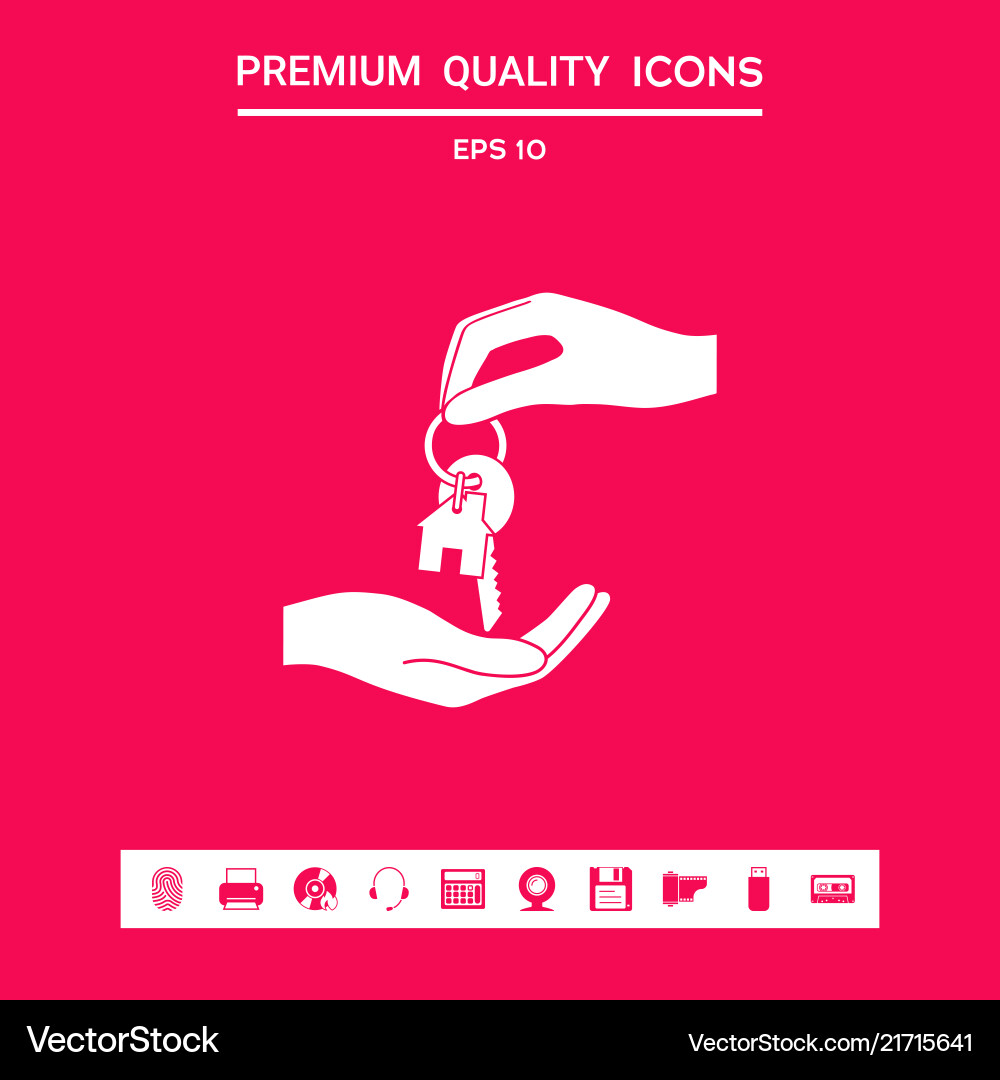 Receiving the key with keychain shaped like Vector Image