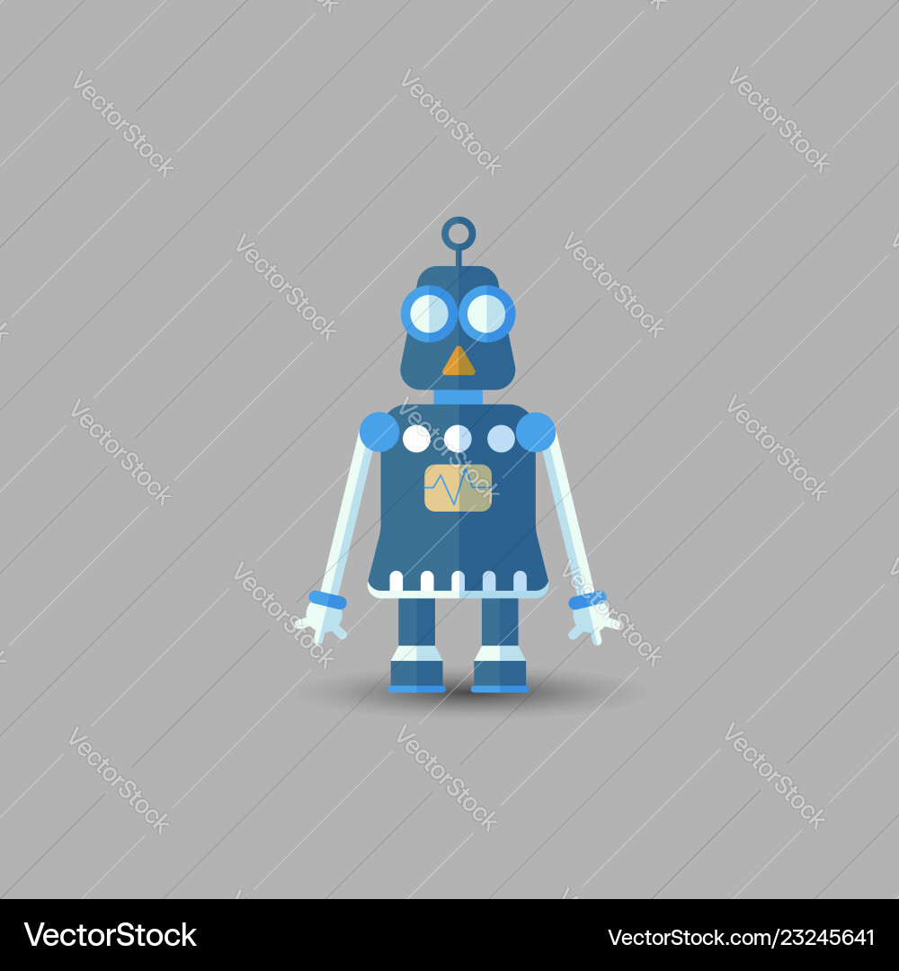 Retro vintage funny robot icon in flat Royalty Free Vector