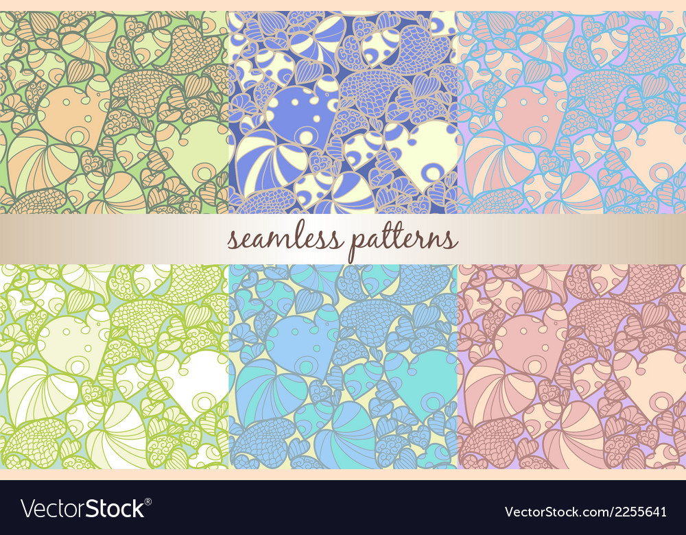 Set of six seamless patterns Royalty Free Vector Image