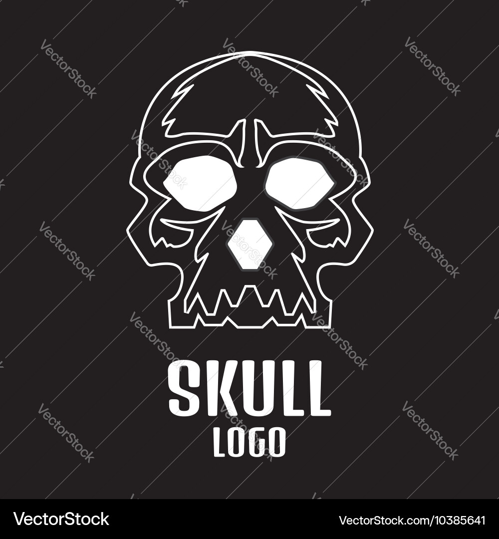Skull logo linear human Royalty Free Vector Image