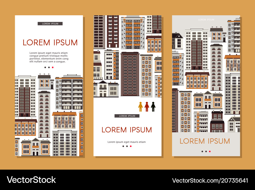 Urban house banners set with various multistorey Vector Image