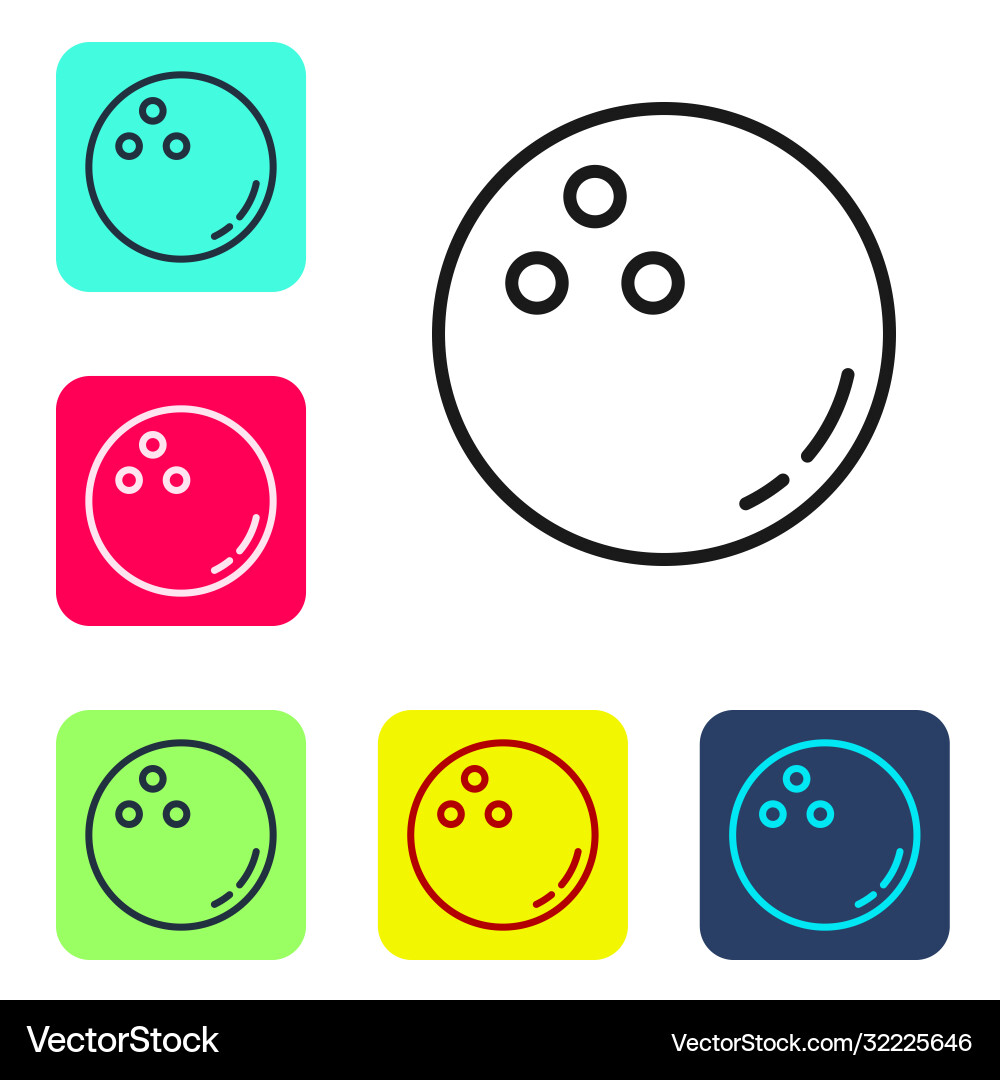 Black line bowling ball icon isolated on white Vector Image