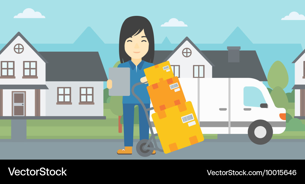 Delivery woman with cardboard boxes Royalty Free Vector