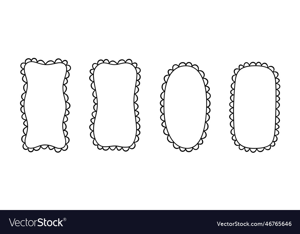 Doodle retangle and oval scalloped frames hand Vector Image