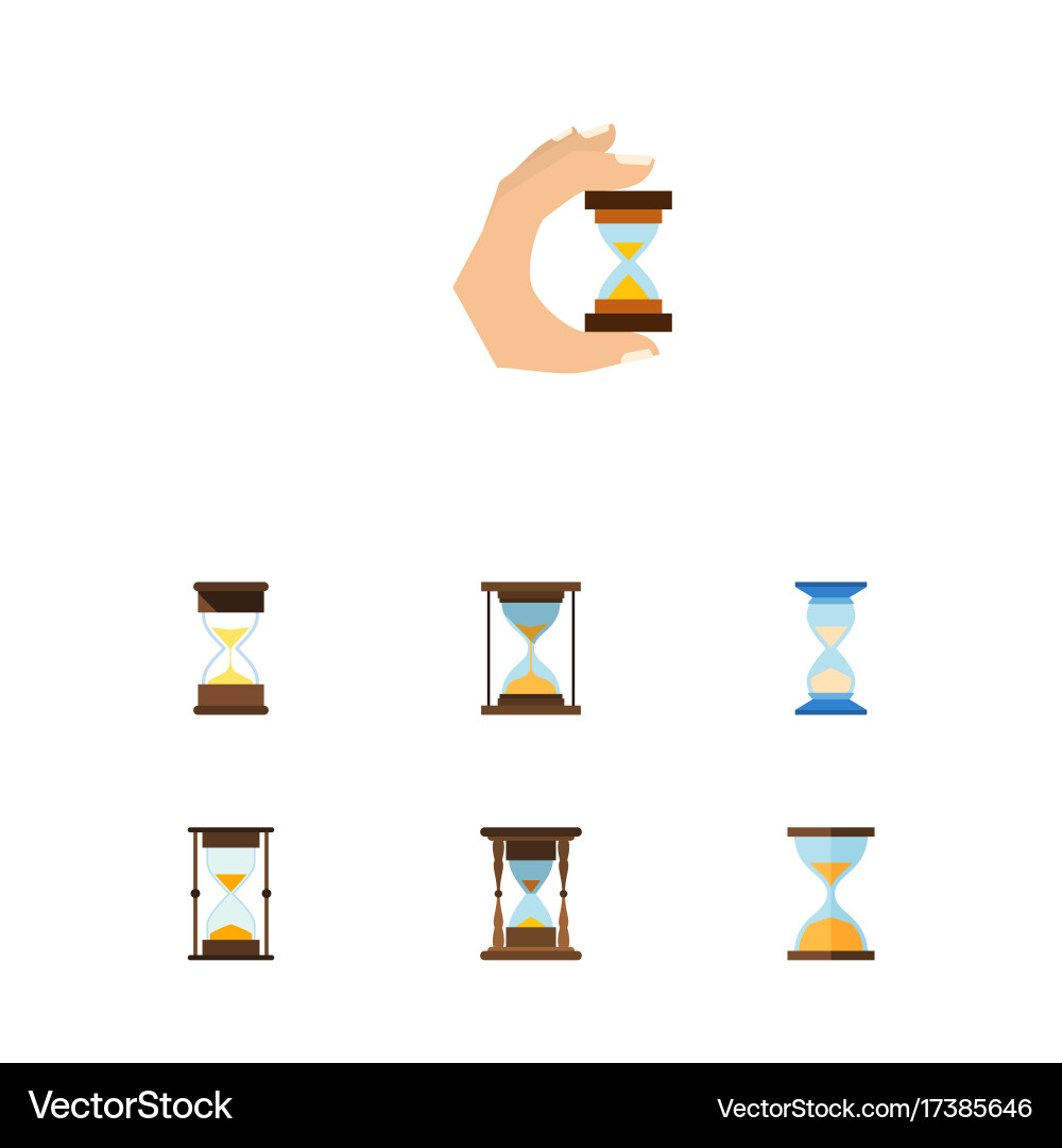 Flat icon sandglass set of sand timer Royalty Free Vector