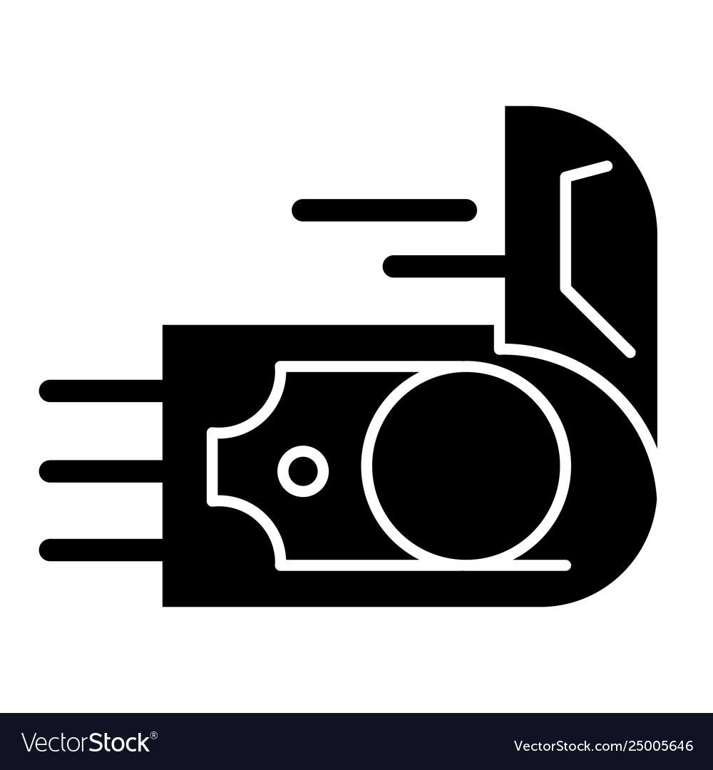 Flying dollar solid icon money Royalty Free Vector Image