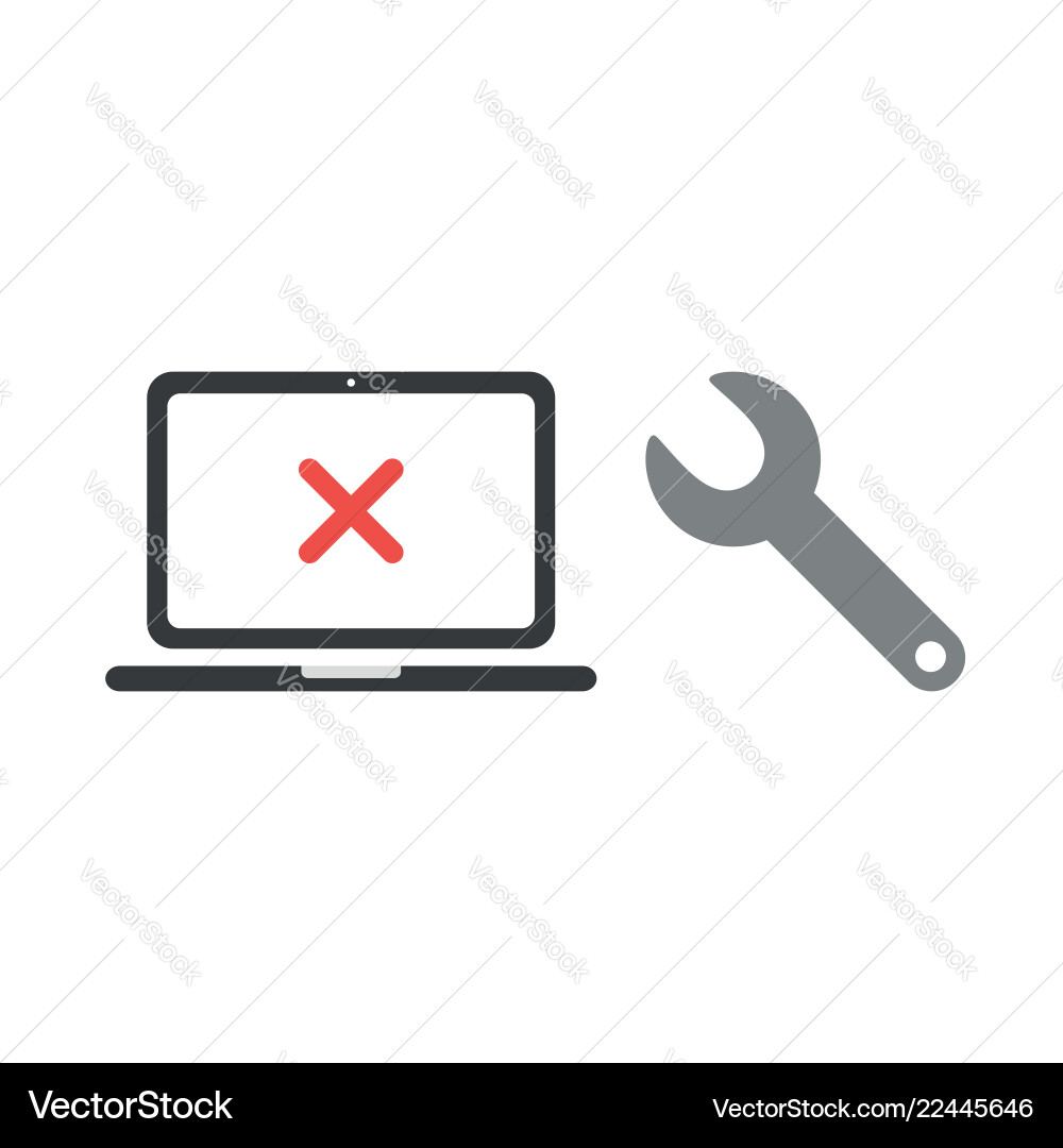 Icon concept of x mark inside laptop computer Vector Image