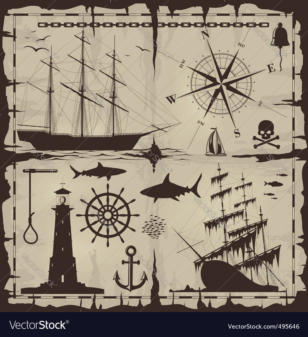 Nautical design elements Royalty Free Vector Image