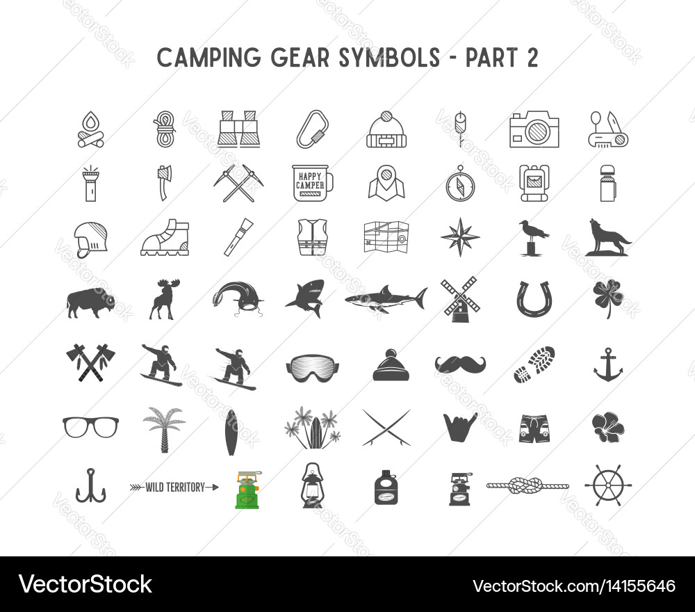 Set silhouette icons and shapes Royalty Free Vector Image