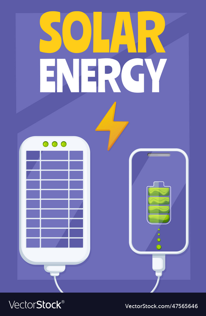 Solar energy poster portable panel Royalty Free Vector Image