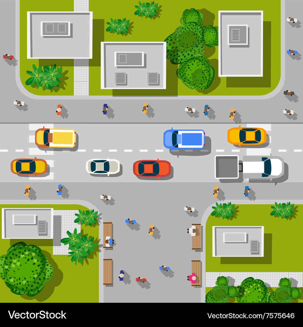 Top view of urban Royalty Free Vector Image - VectorStock