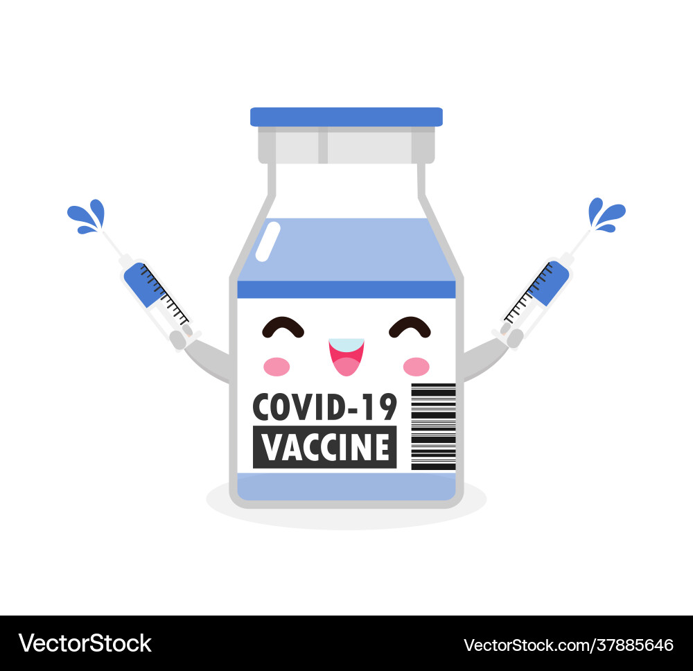 Vaccine cute character vaccination disease Vector Image