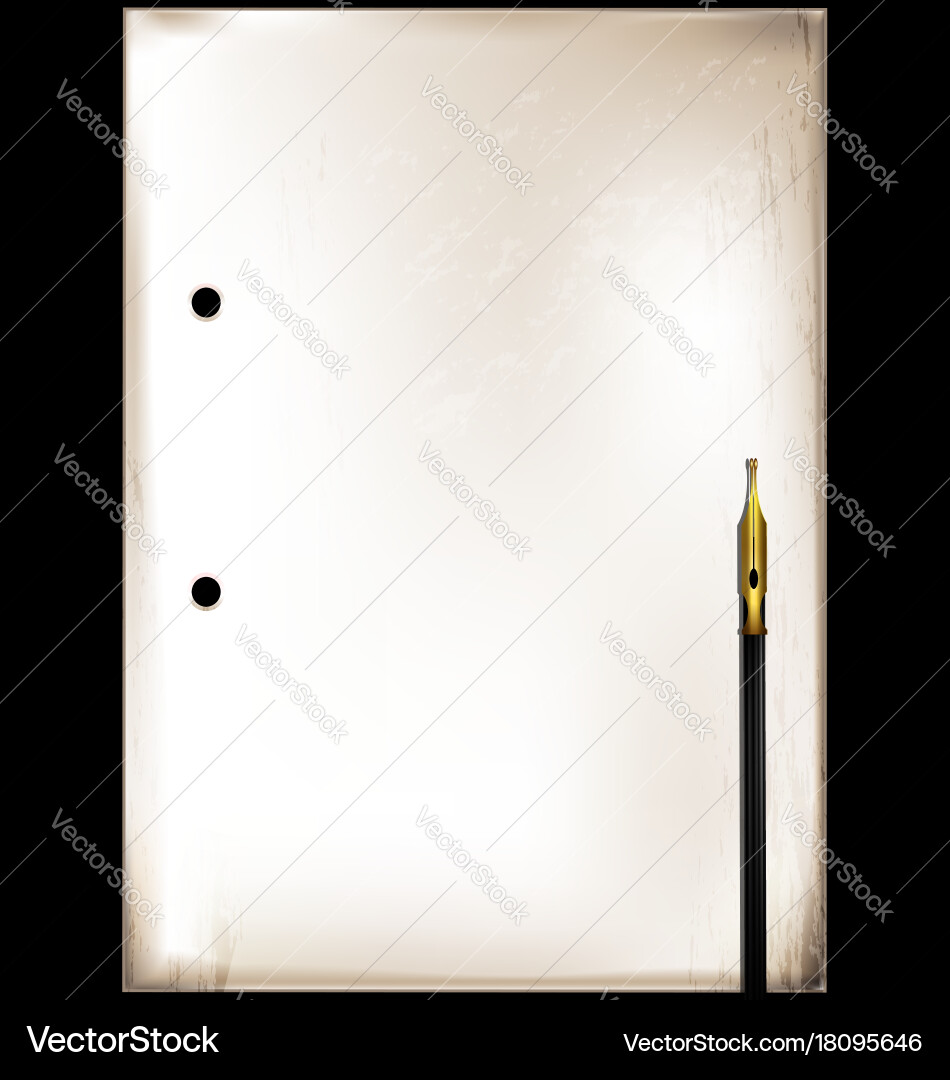 Vintage frame and golden pen Royalty Free Vector Image