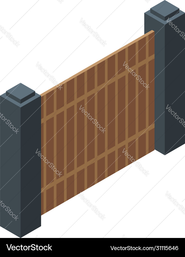 Wooden gate icon isometric style Royalty Free Vector Image