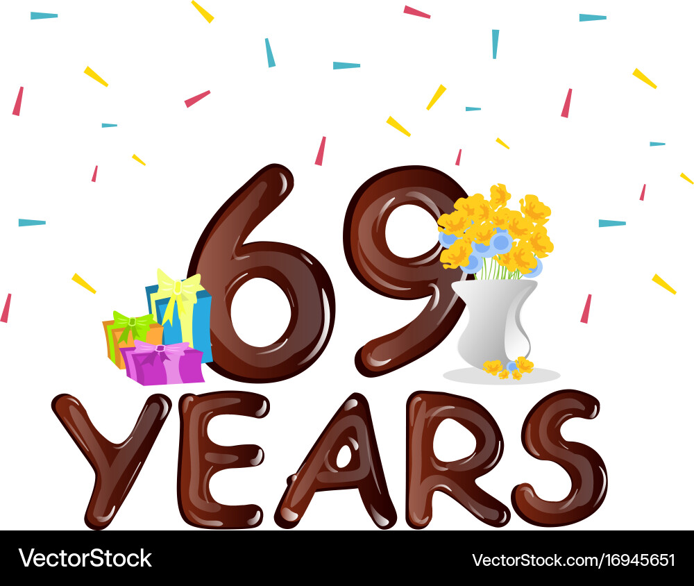 69 th birthday celebration greeting card Vector Image