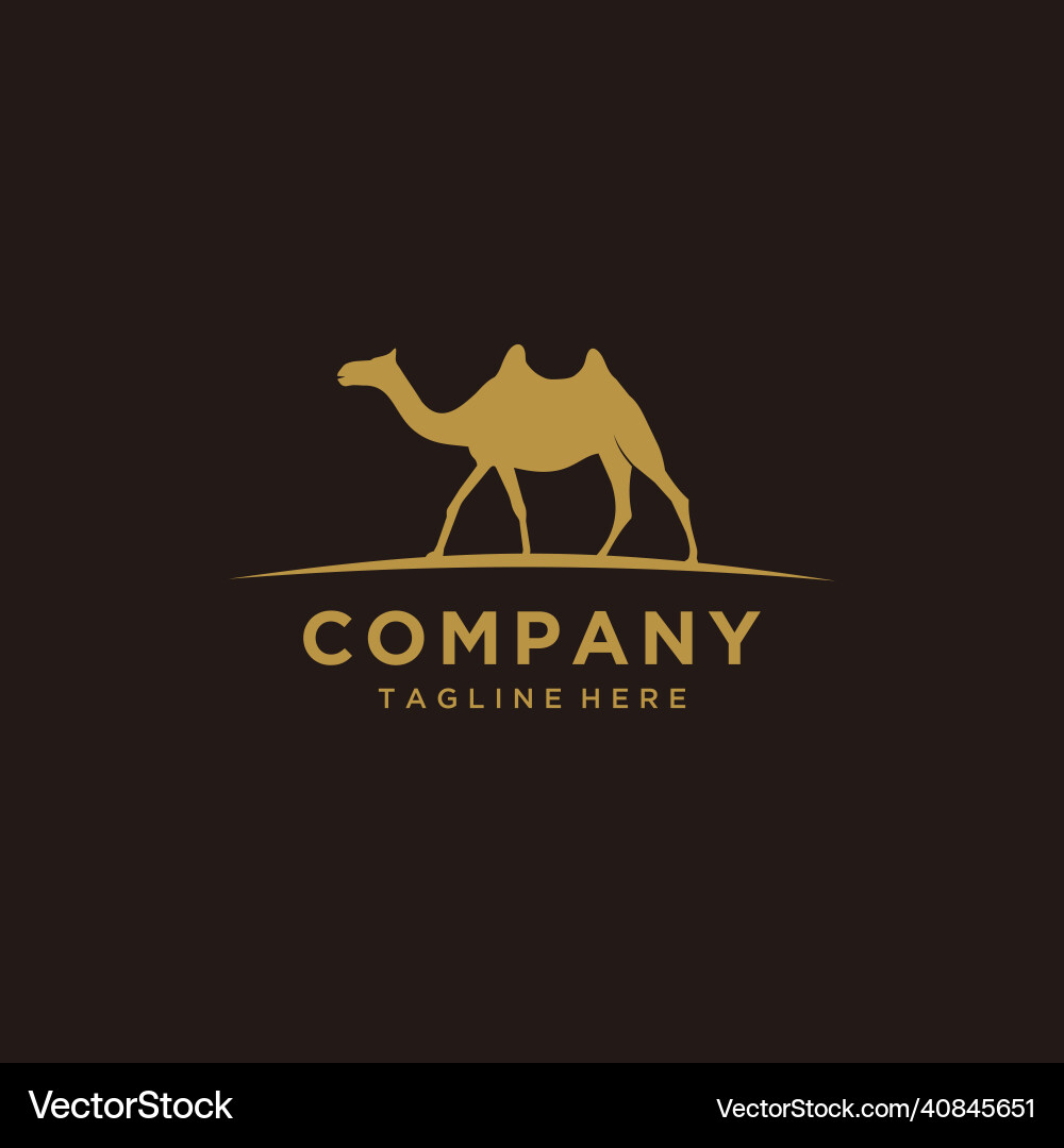Camel gold minimalist logo design icon Royalty Free Vector