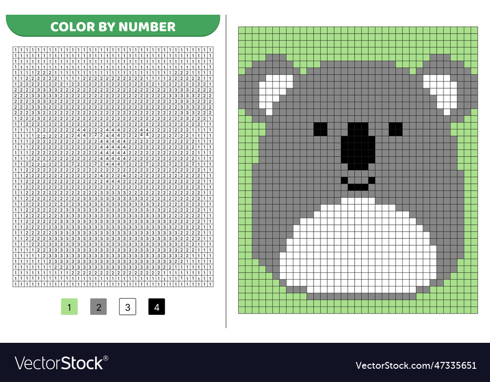 Coala bear squishmallow color by number pixel Vector Image
