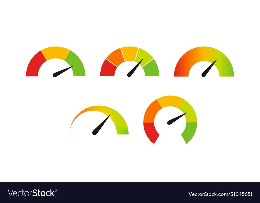 Color speedometer set icon flat isolated Vector Image