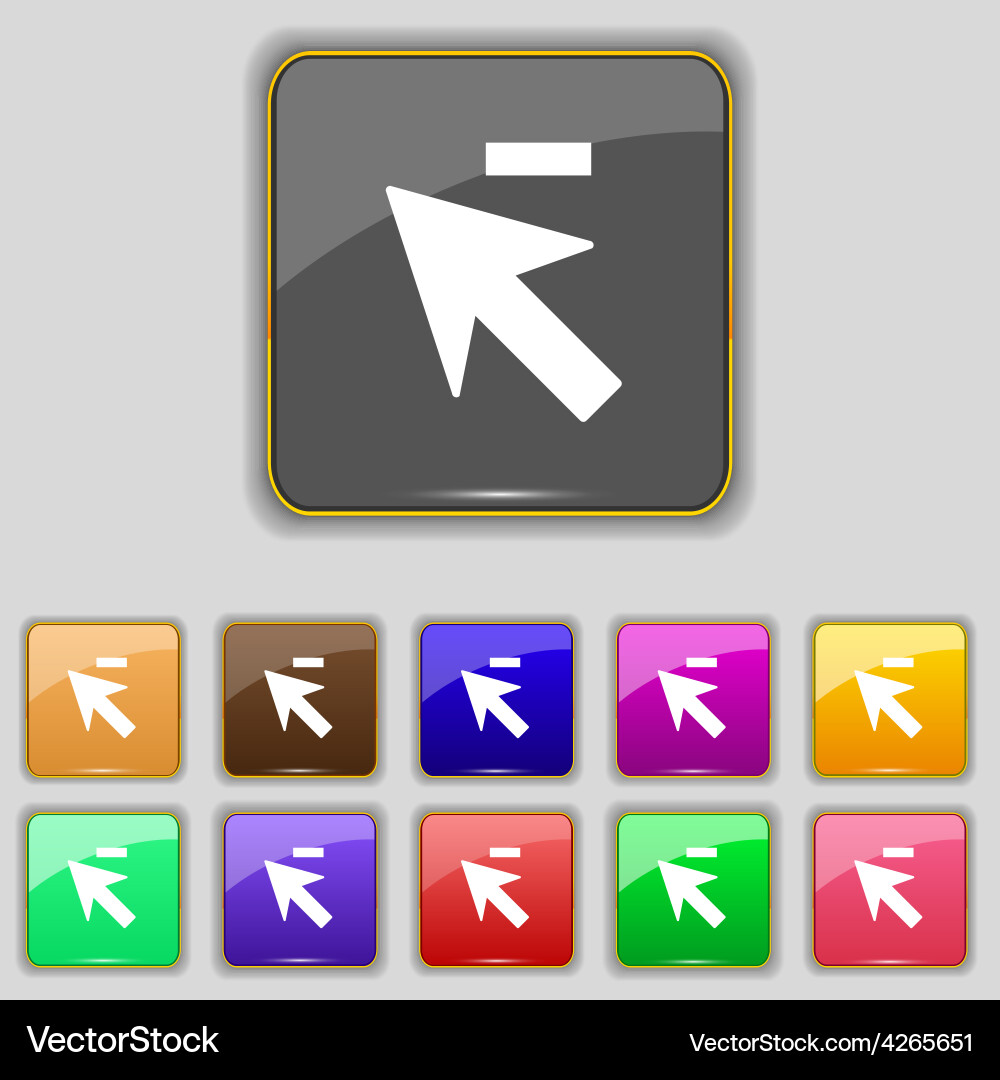 Cursor arrow minus icon sign set with eleven Vector Image