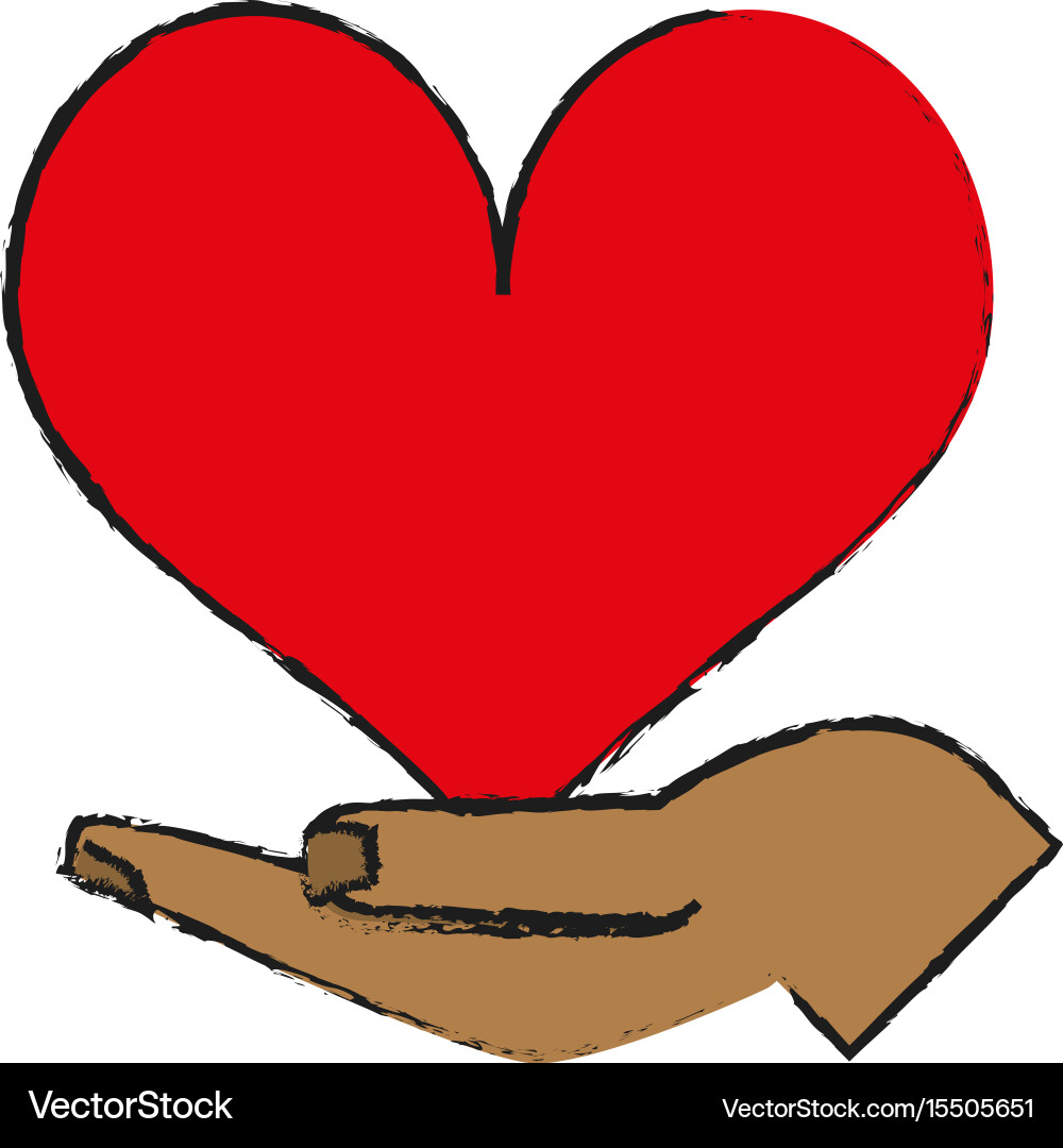 Hand and cartoon heart icon image Royalty Free Vector Image