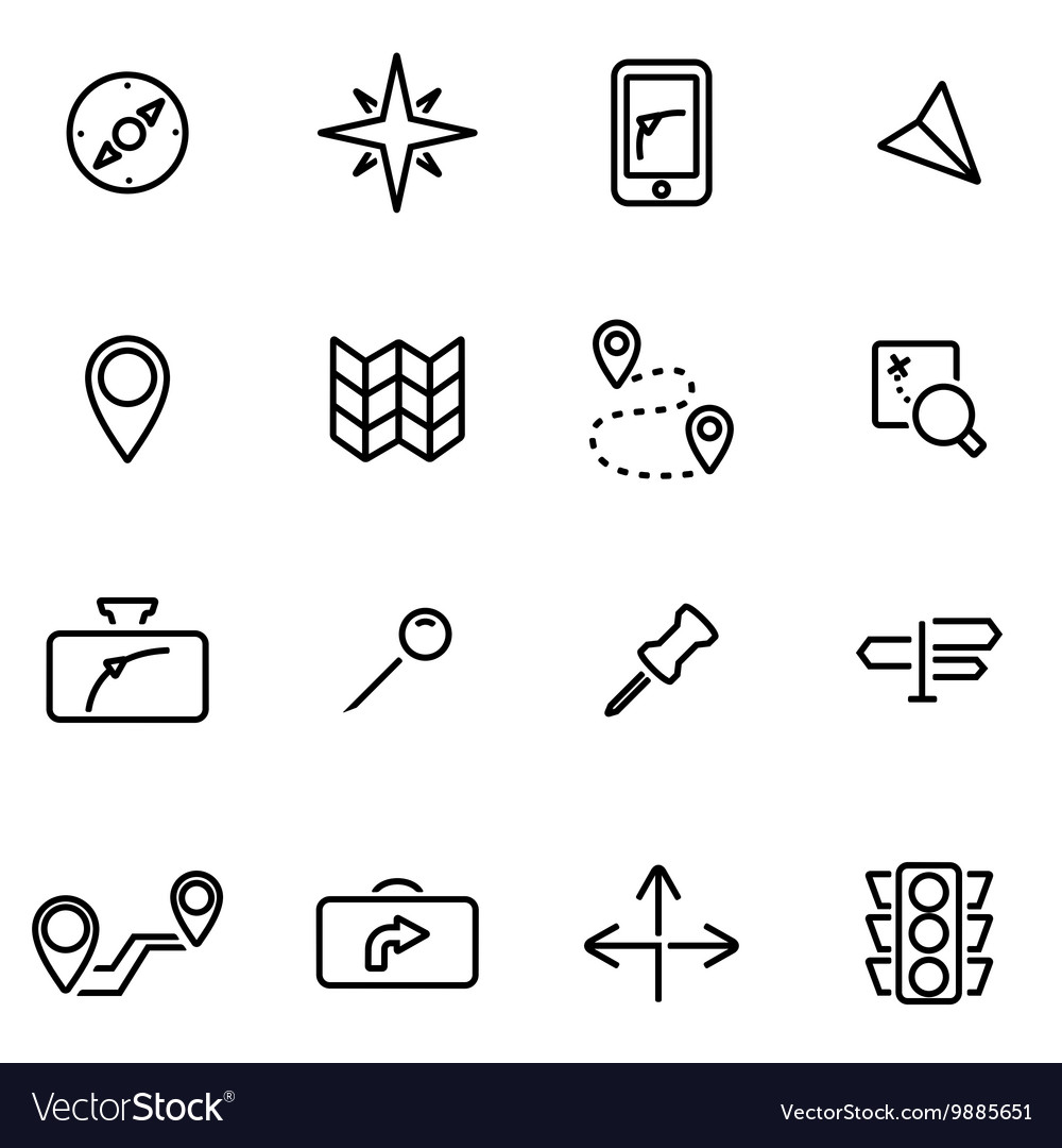 Line navigation icon set Royalty Free Vector Image