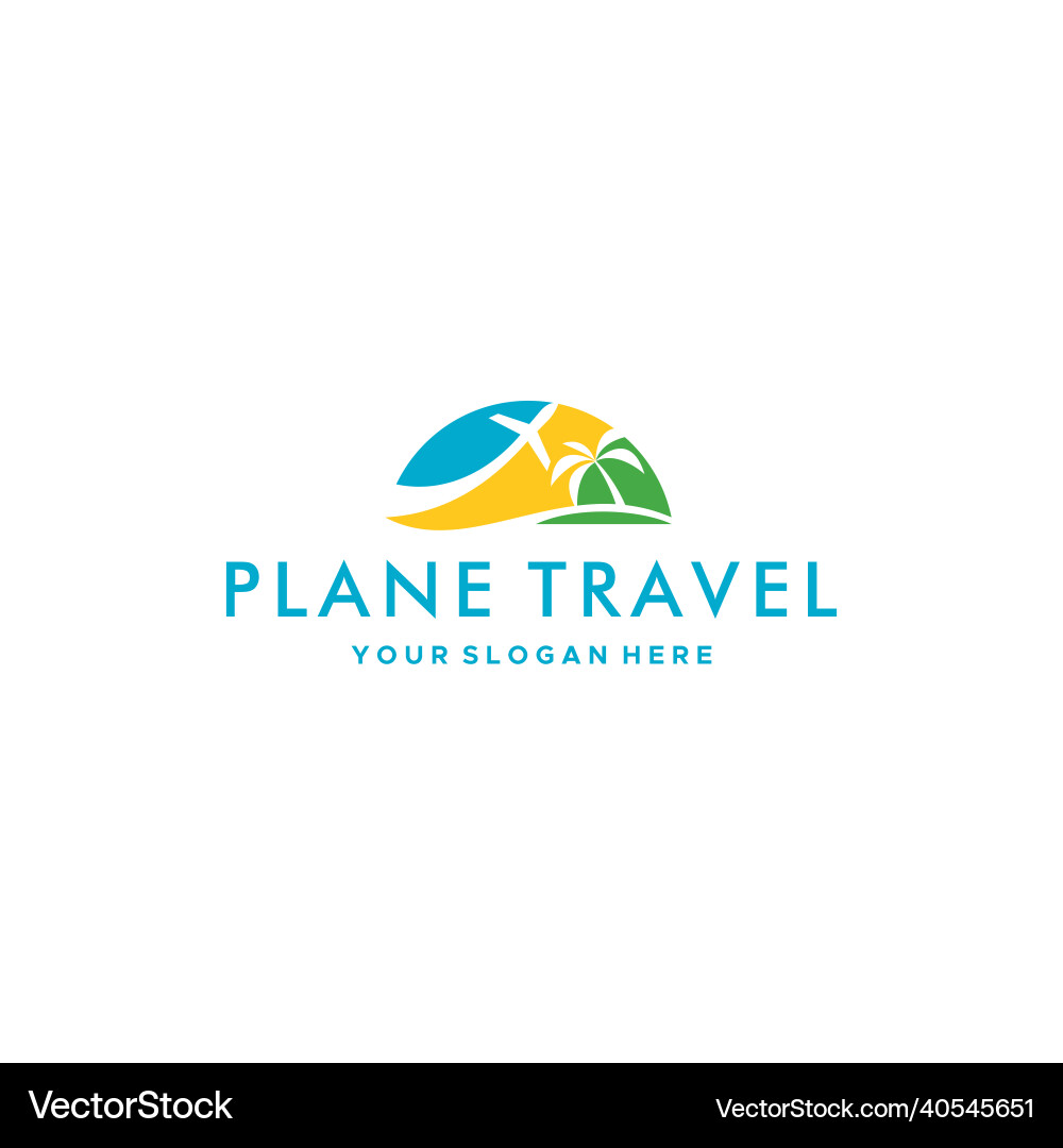 Modern plane travel plane tree palm logo design Vector Image