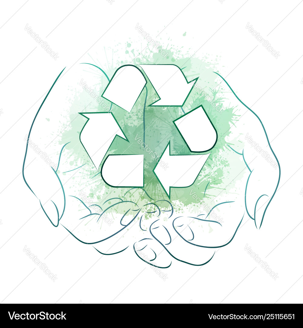 Outline drawing hands holding a sign Royalty Free Vector