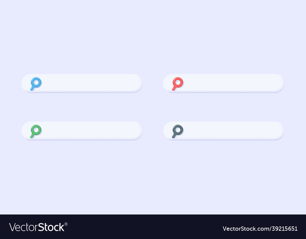Set of 3d icons of search bar with magnifying Vector Image