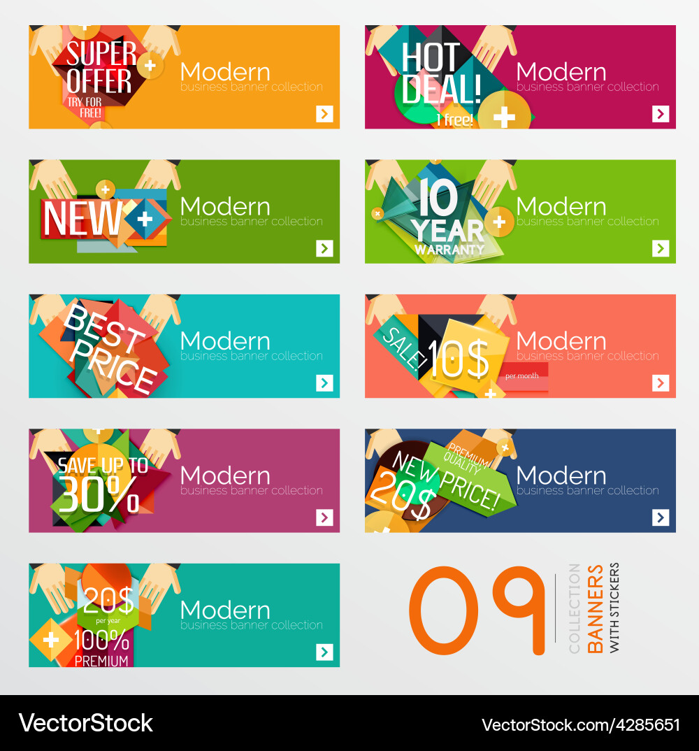 Set of banners with stickers labels and elements Vector Image