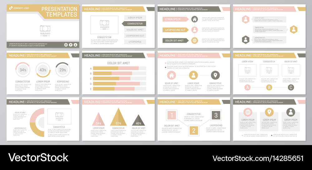 Set of yellow and brown elements for multipurpose Vector Image