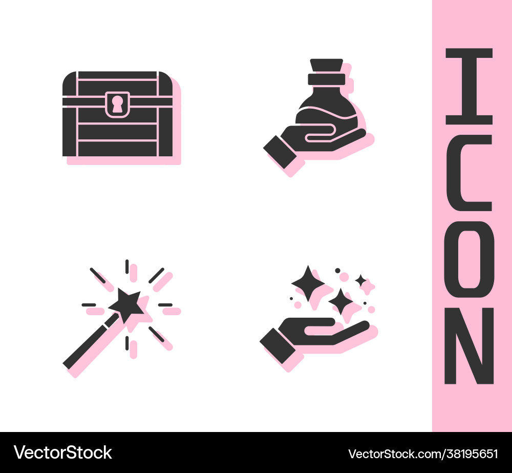 Set sparkle stars with magic trick antique Vector Image