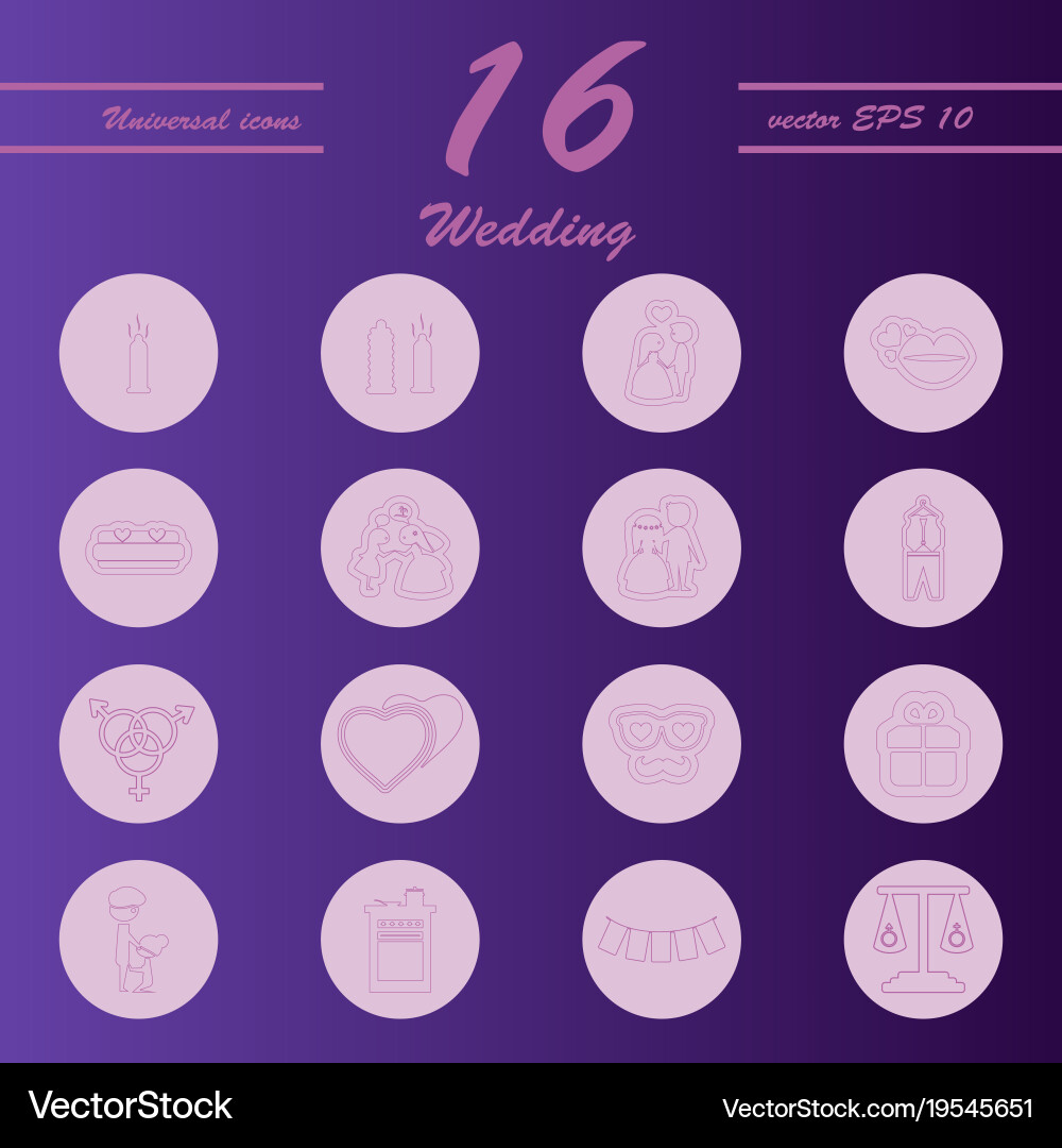 Set wedding icons in modern thin line style Vector Image