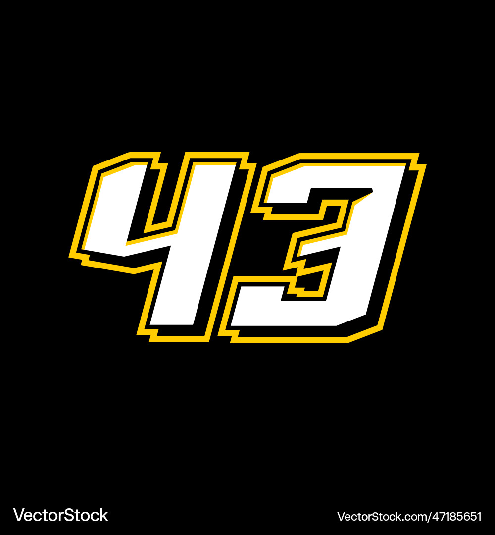 Sport racing number template 43 Royalty Free Vector Image