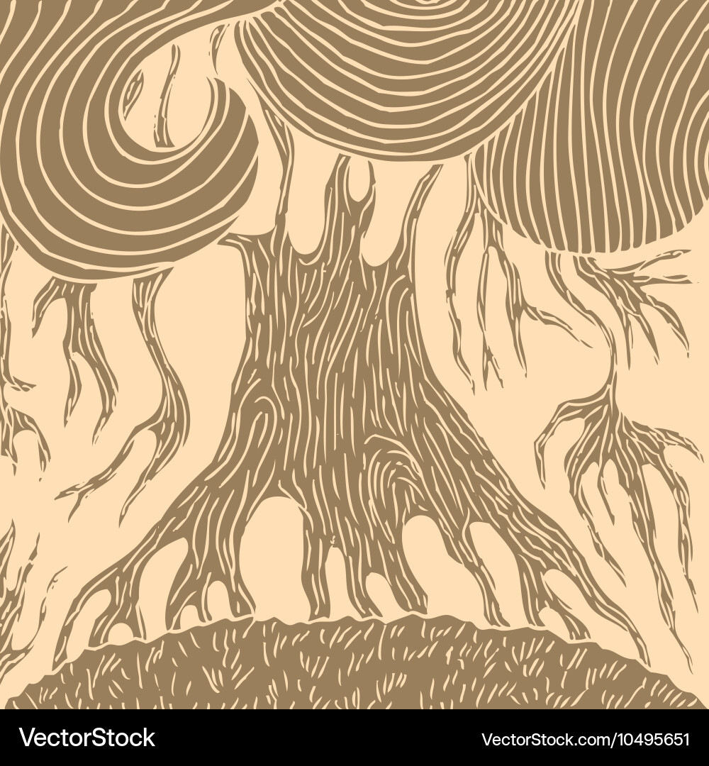 Vintage background with ancient tree brown old Vector Image