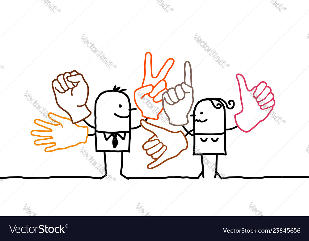 Cartoon people and sign language Royalty Free Vector Image