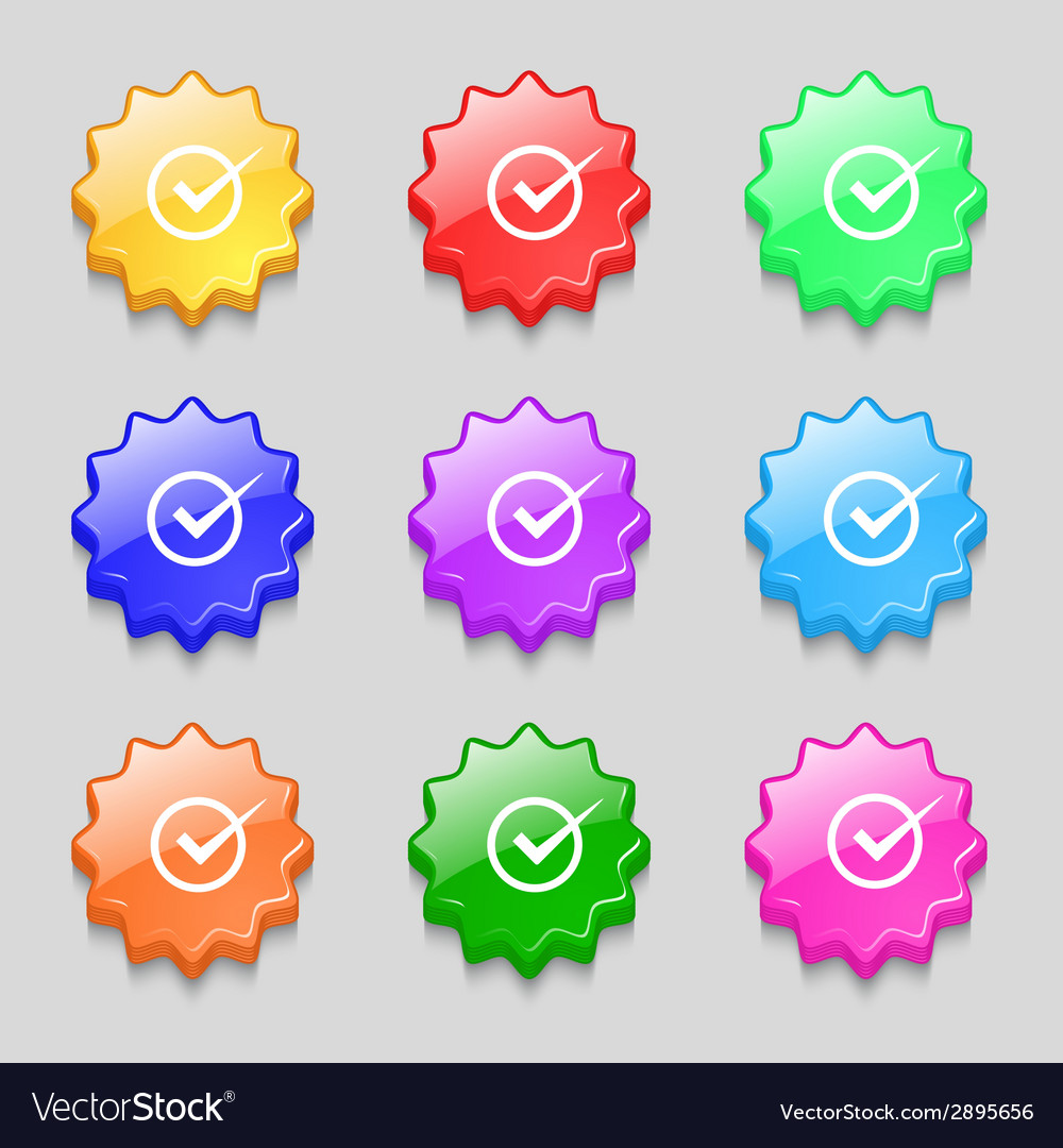 Check mark sign icon checkbox button set color Vector Image