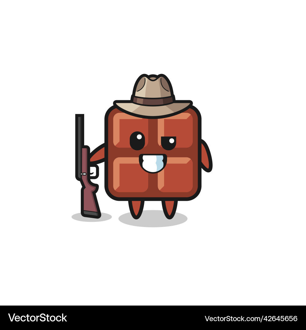 Chocolate bar hunter mascot holding a gun Vector Image