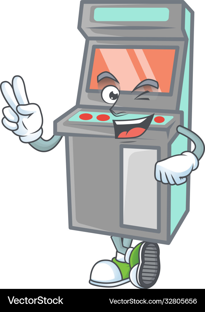 Cute cartoon arcade game machine with two fingers Vector Image