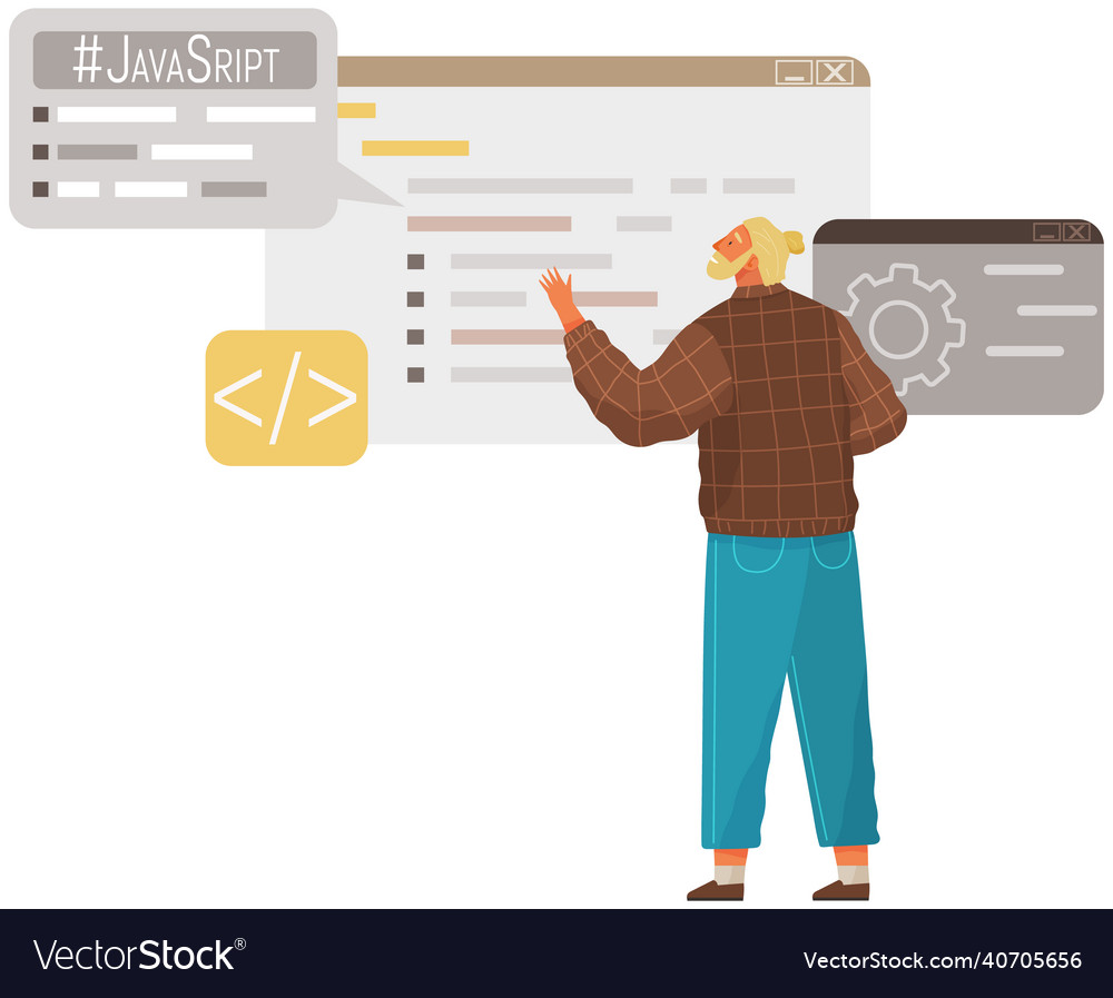 Programmer engineering and coding set Royalty Free Vector