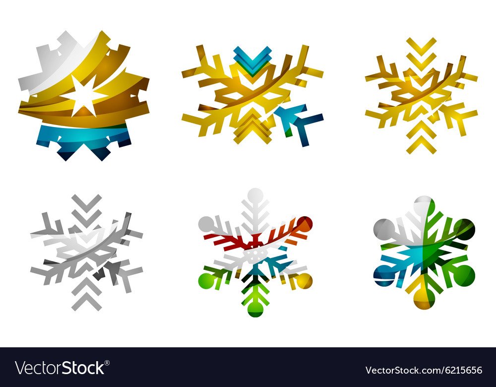 Set of abstract colorful snowflake logo icons Vector Image