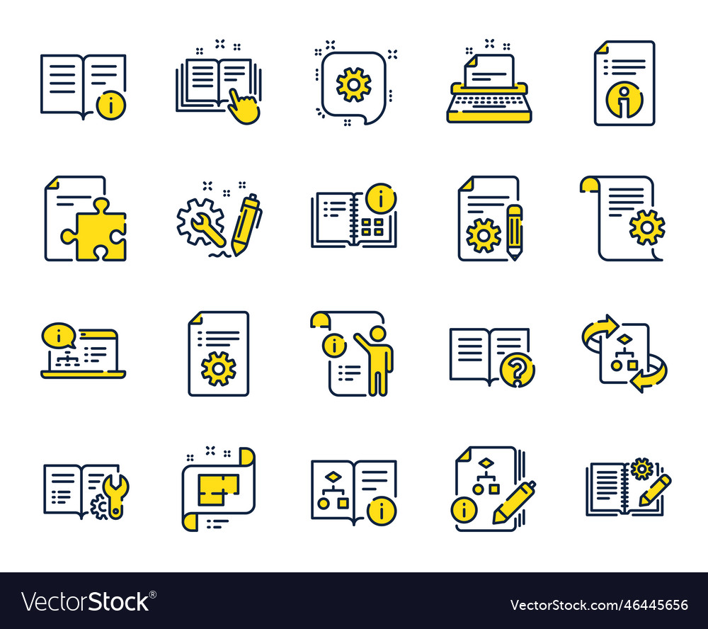 Technical documentation line icons set Royalty Free Vector