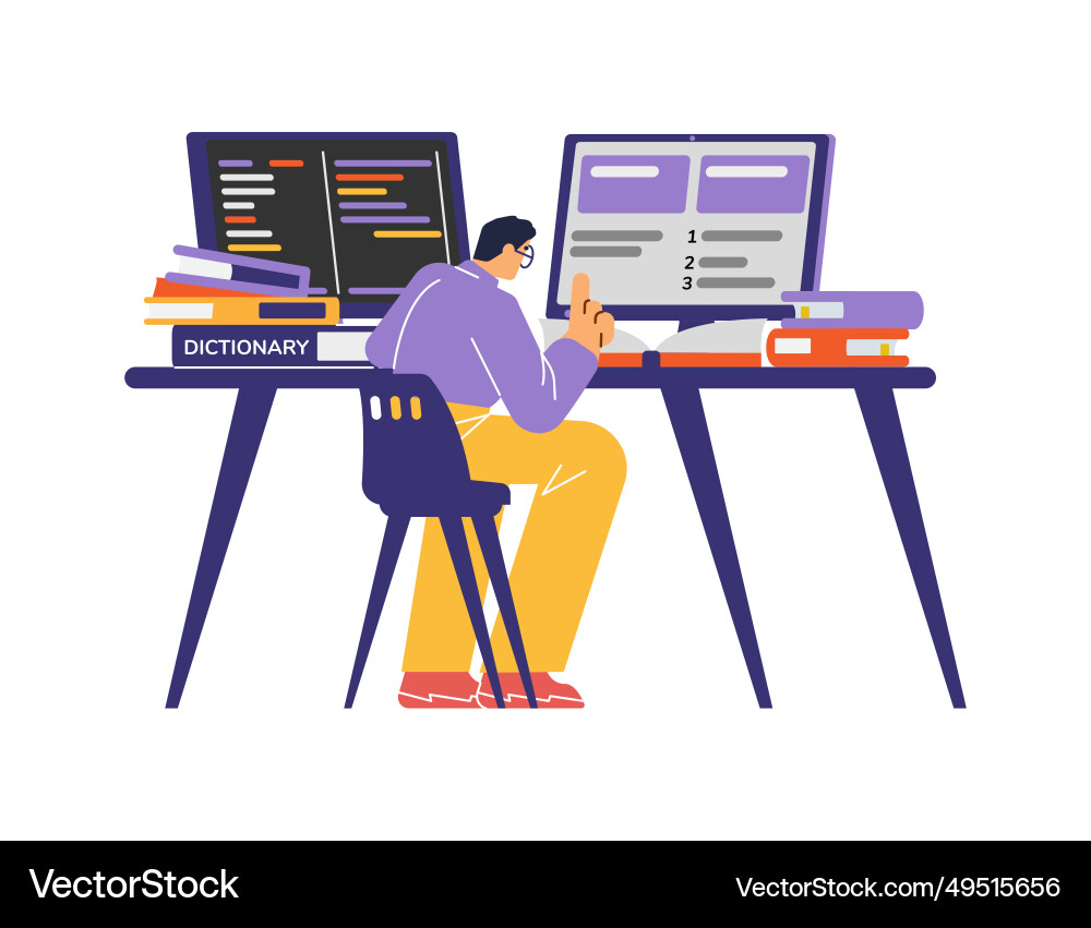 Translator and translation service man Royalty Free Vector