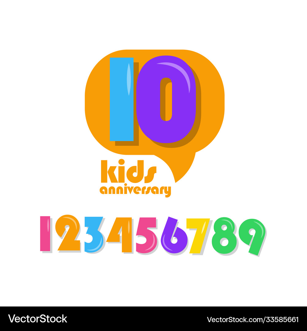 10 years kids anniversary template design Vector Image